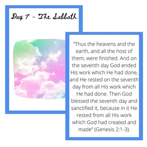 Days of Creation, Story Cards, World Creation, Bible Verses, Printable ...