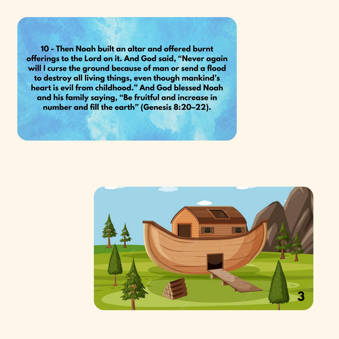 Flashcards Story of Noahs Ark, Matching Game,sequential Activity ...