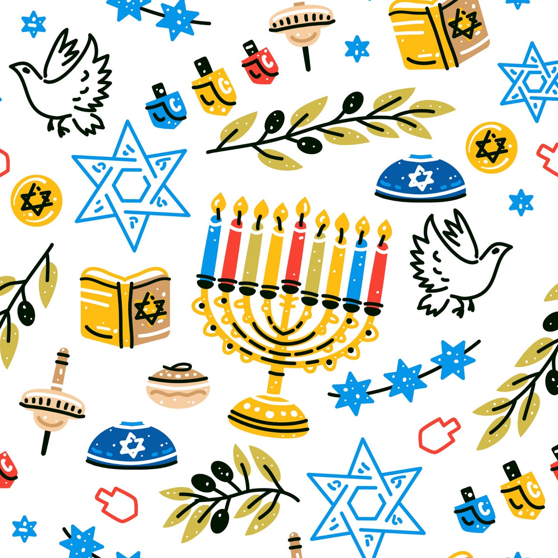 Hanukkah Seamless Pattern / Digital Paper / Pattern Pdf Printable ...