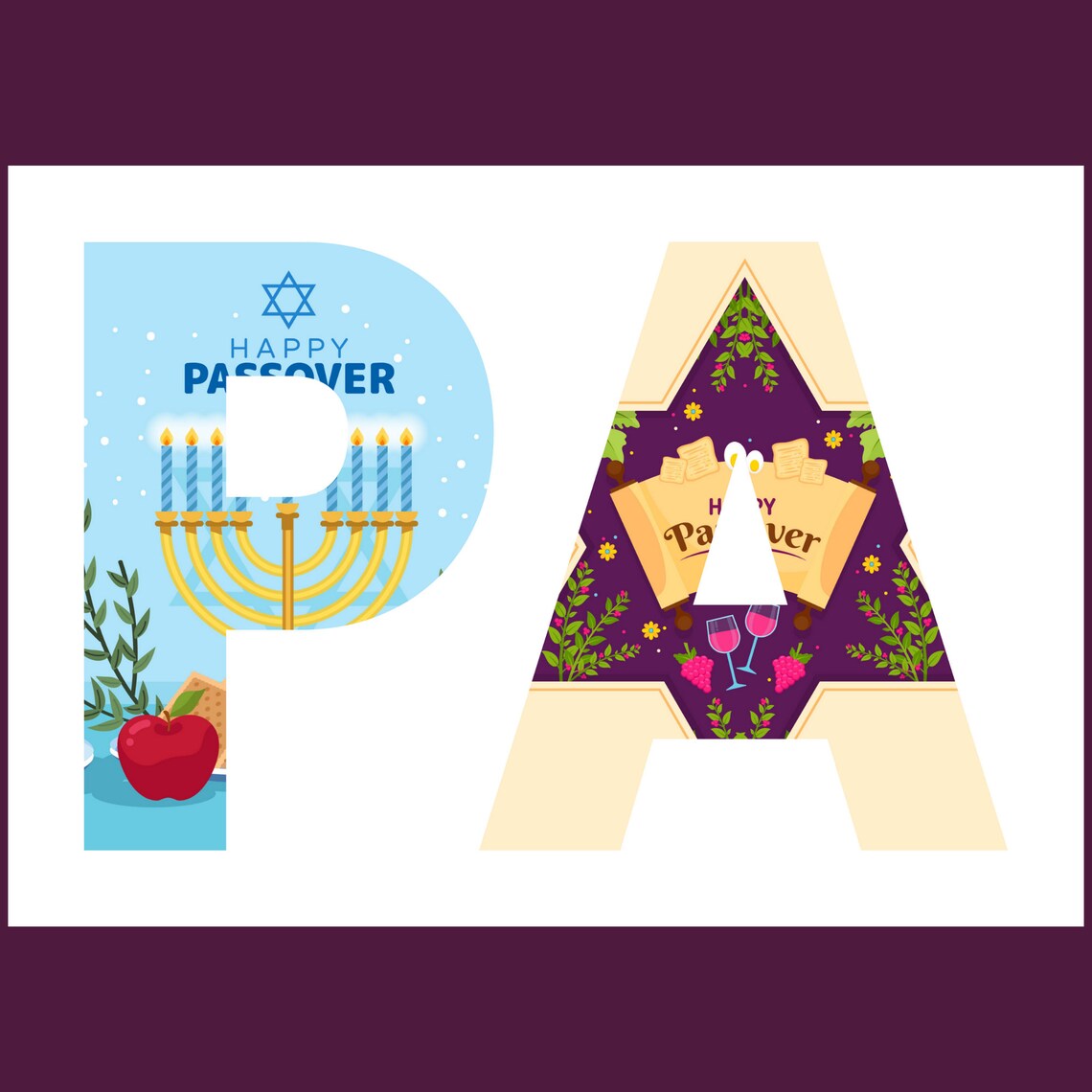 Happy Passover/banner Lettering/passover Decoration/jewish - Etsy