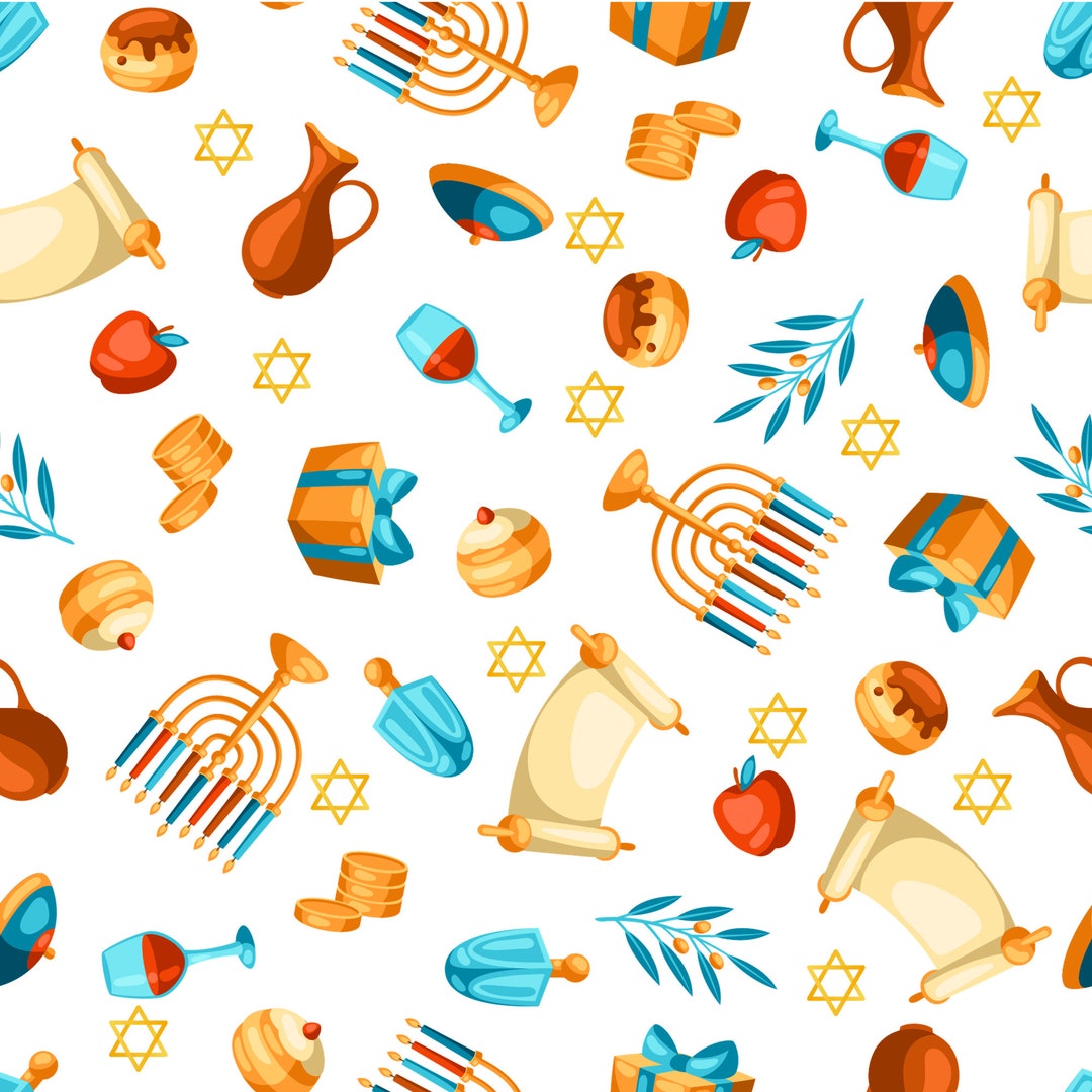 Hanukkah Digital Paper, Design for Textile Printing 4 Printable Digital ...