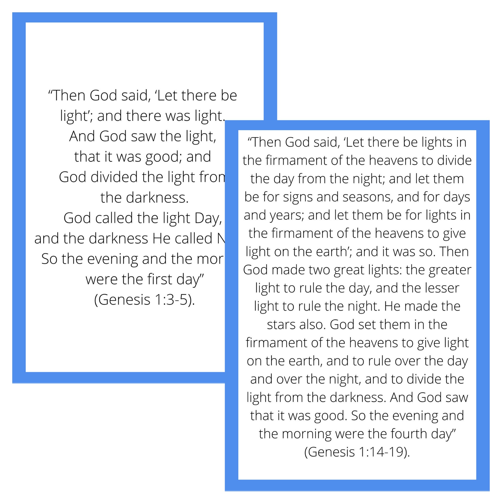 Days of Creation, Story Cards, World Creation, Bible Verses, Printable ...