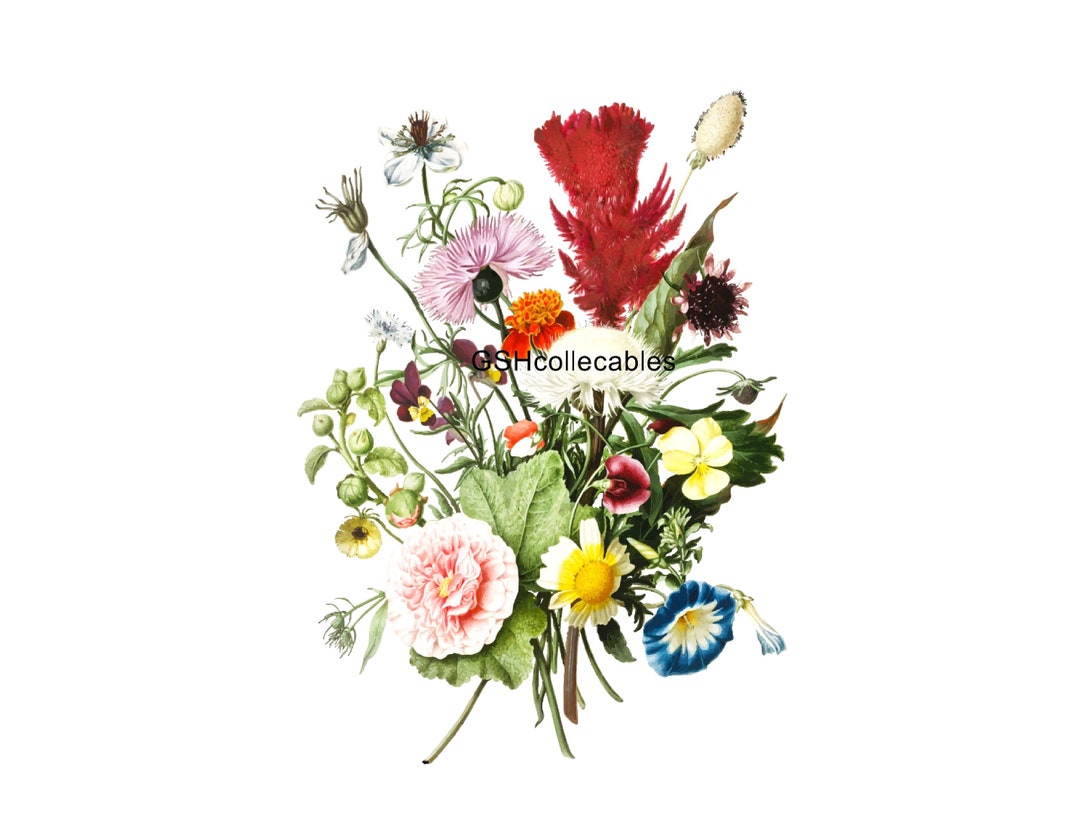 Furniture Decals Waterslide Vinyl Bouquet of Flowers With Red Plomb UK ...