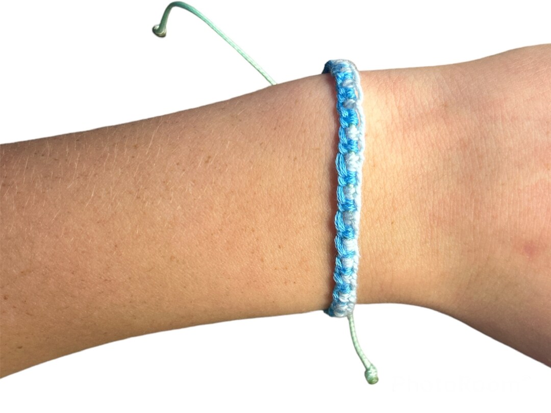 Beach Waves an Adjustable Blue and Light Blue String Bracelet 100% ...