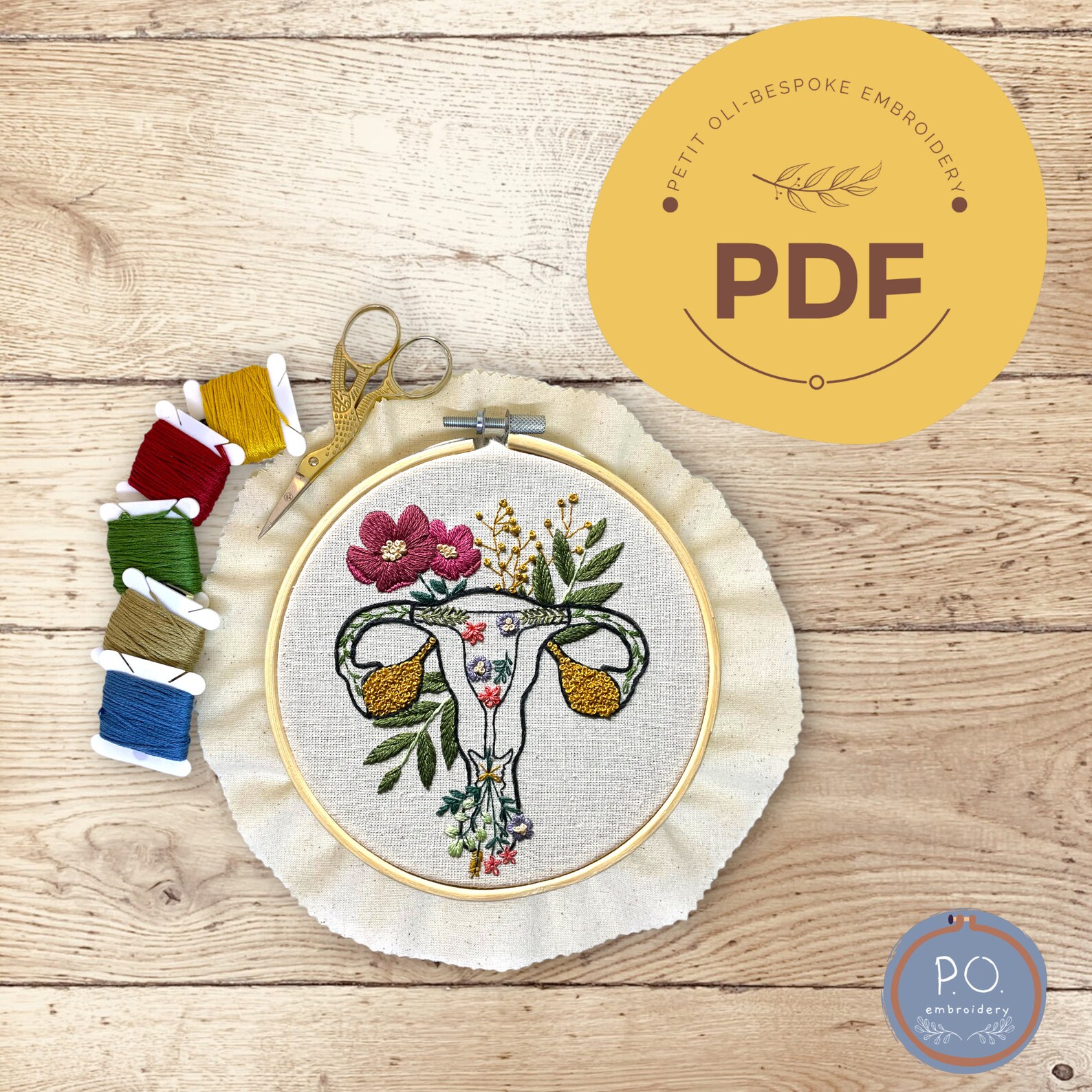 Embroidery PDF Pattern Flower Uterus Uterus Design Uterus - Etsy