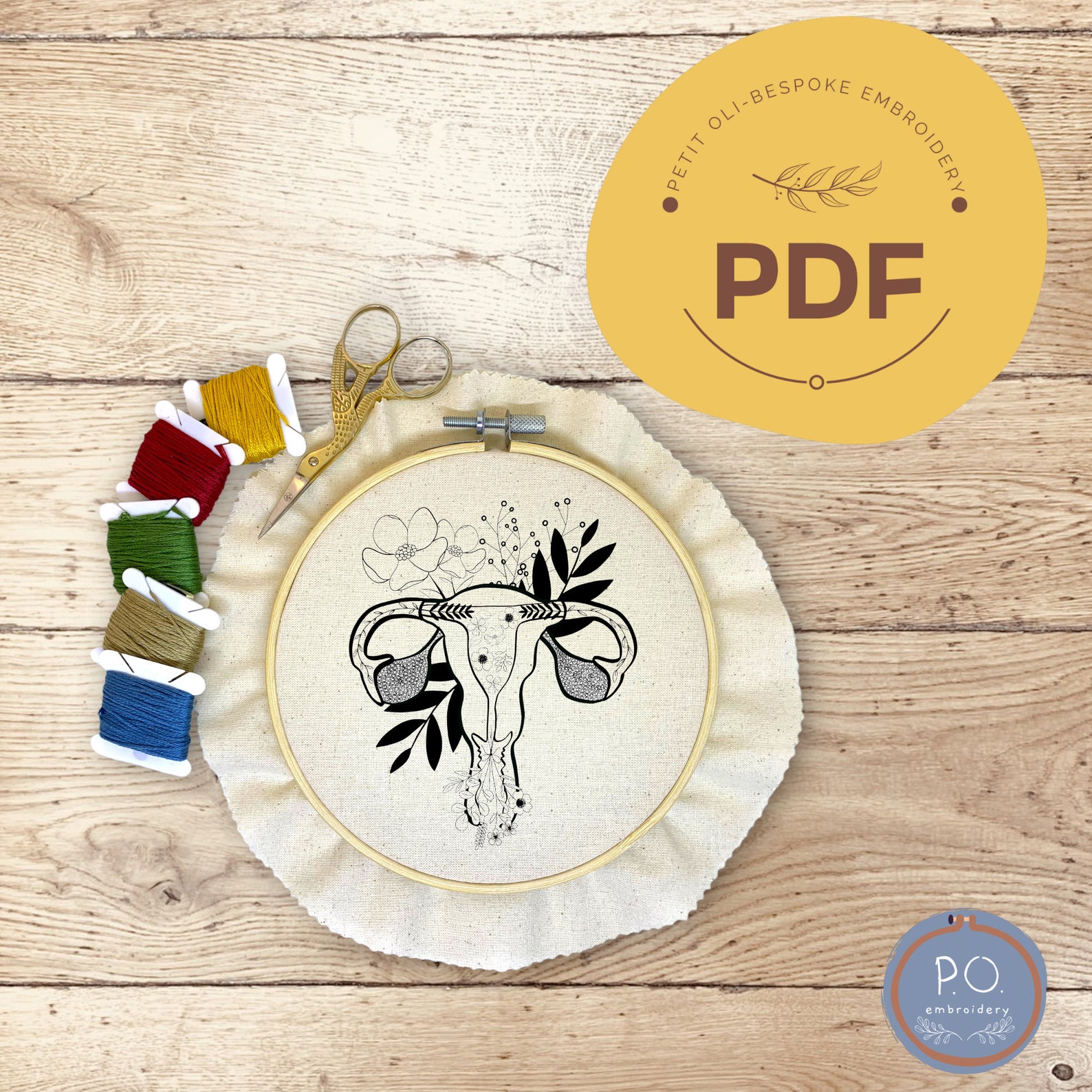 Embroidery PDF Pattern Flower Uterus Uterus Design Uterus - Etsy