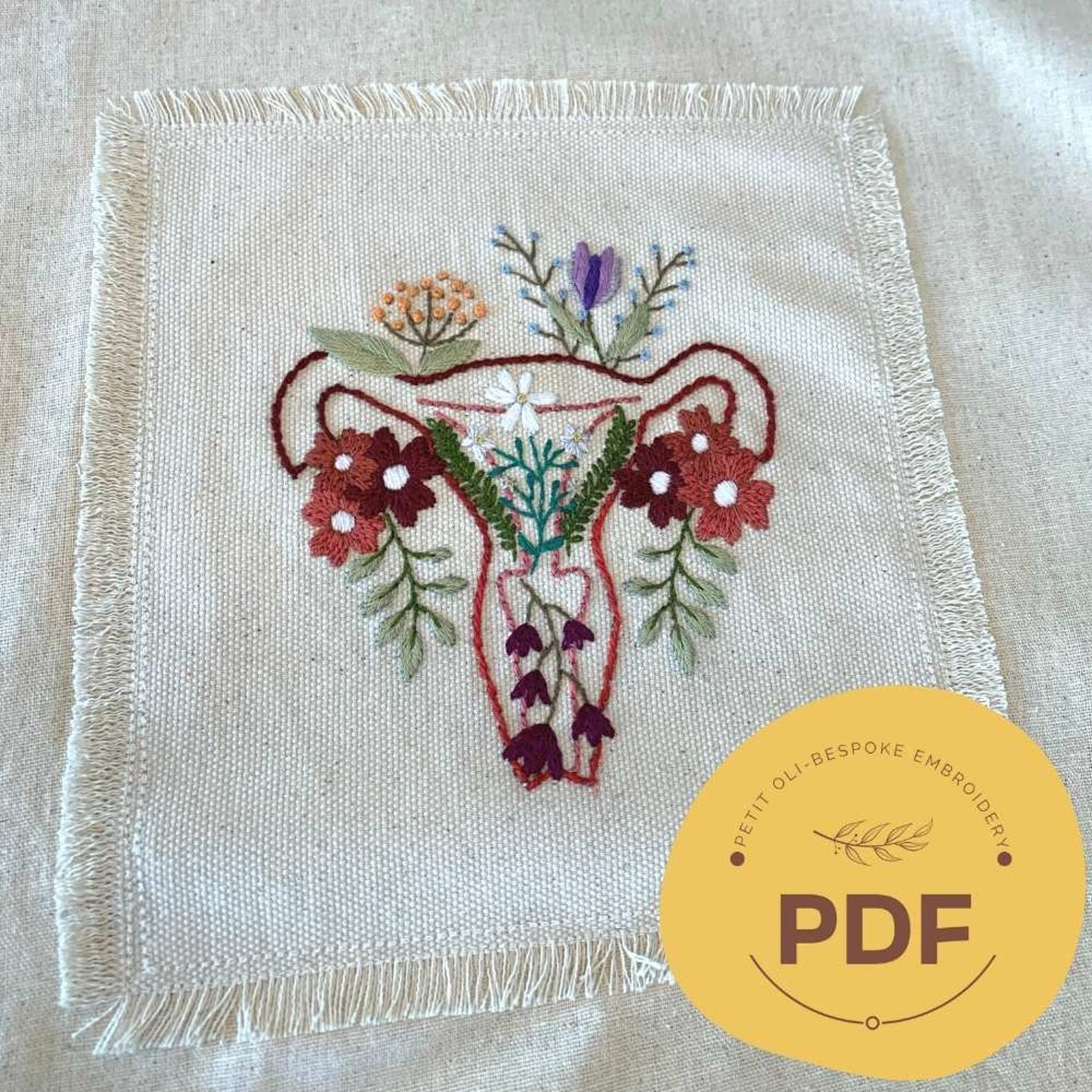 Embroidery PDF Pattern Flower Uterus Uterus Design Pdf - Etsy