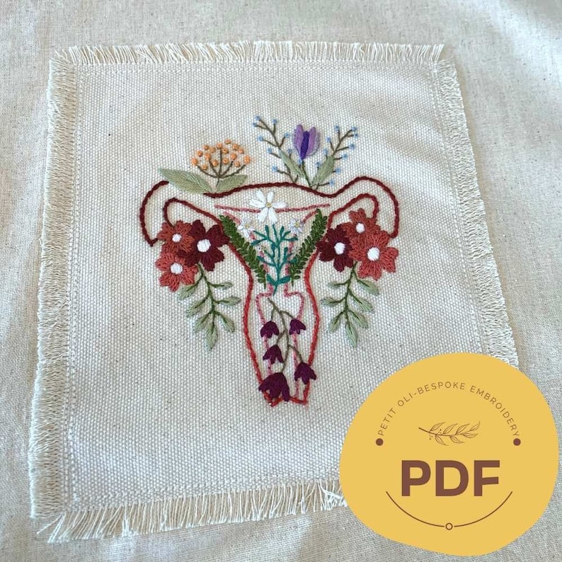 Embroidery PDF Pattern, Flower Uterus, Uterus Design, Pdf Pattern ...