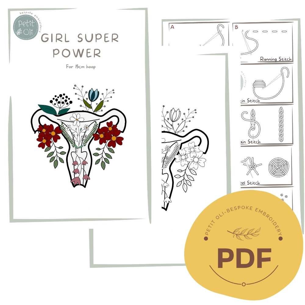 Embroidery PDF Pattern Flower Uterus Uterus Design Pdf - Etsy