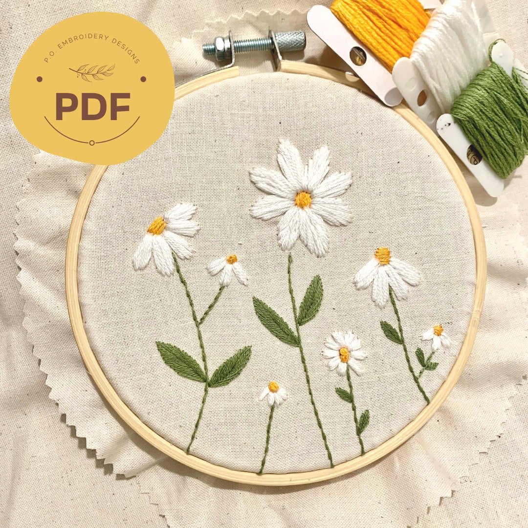 Daisy Hand Embroidery Pattern: Floral Beginner DIY (PDF Pattern) - Etsy