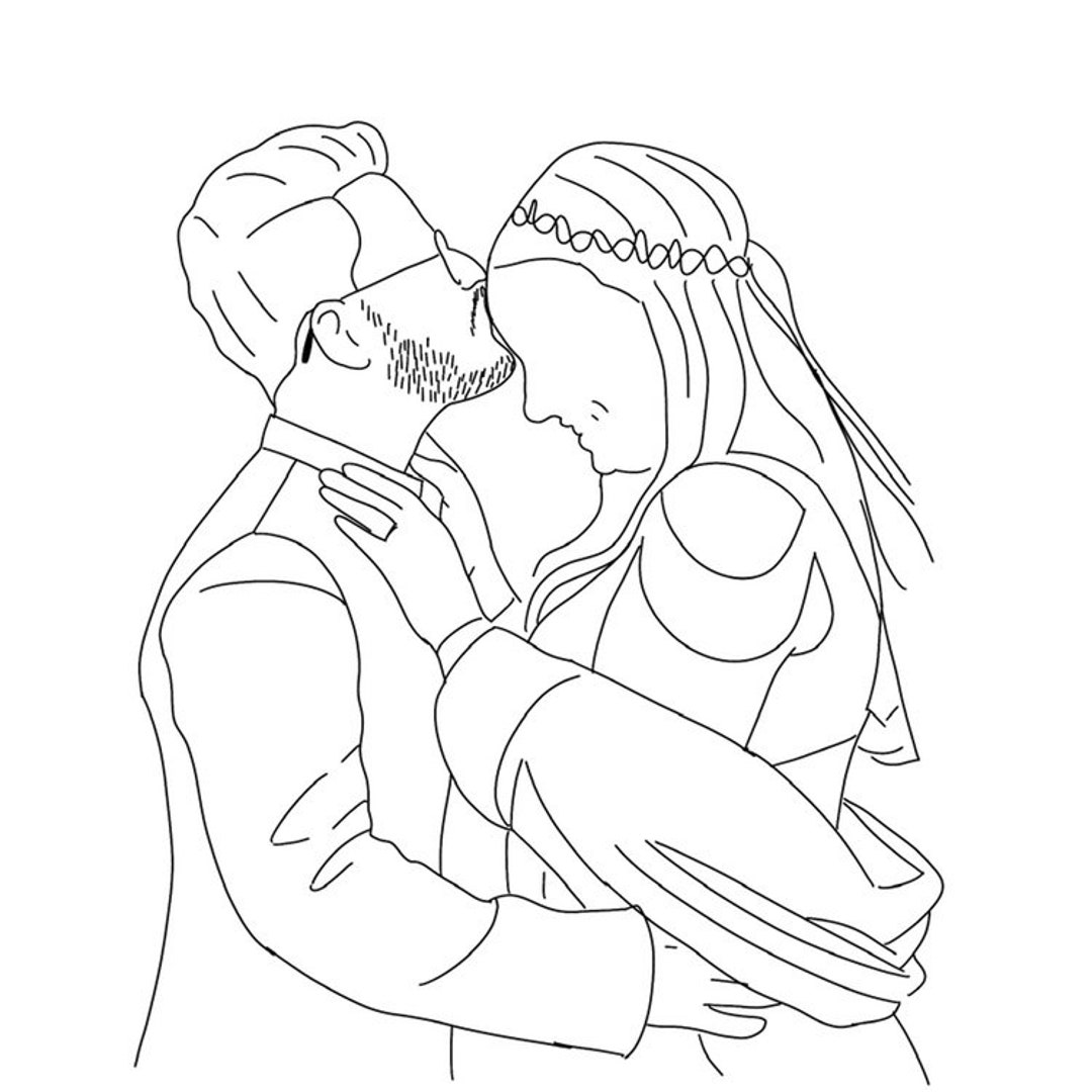 Line Art Portrait/picture Outline Drawing/picture Design /family Photo ...