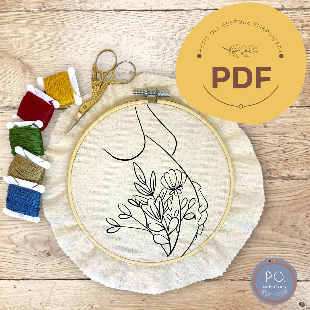 Baby Bump Floral Embroidery Pattern (PDF Pattern) - Etsy