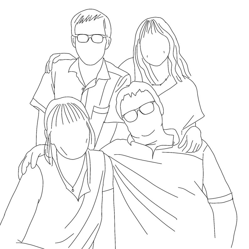 Line Art Portrait/picture Outline Drawing/picture Design /family Photo ...