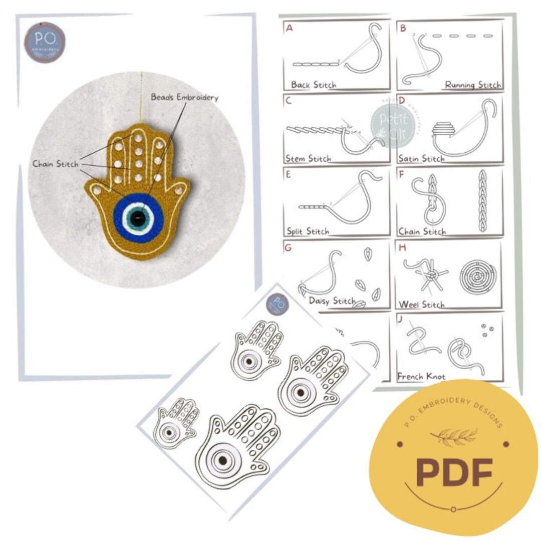 Embroidery PDF Pattern, Pdf Pattern, Hamsa Hand Embroidery Pattern, Hand Embroidery Pattern ...