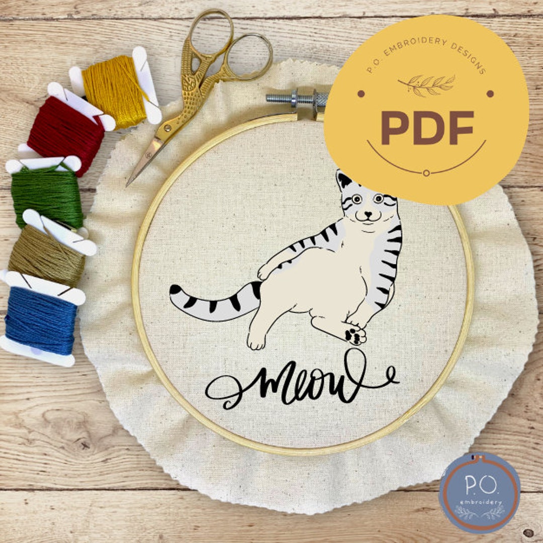 Cat PDF Pattern, Embroidery PDF Pattern, Pdf Pattern, Embroidery ...