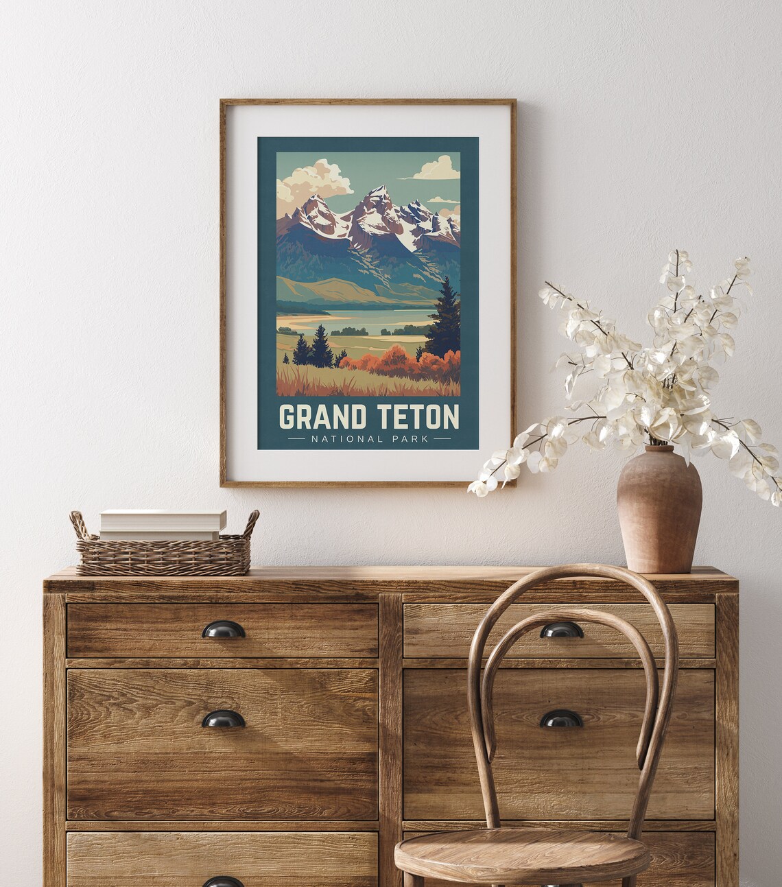 Grand Teton National Park Vintage Travel Poster Wyoming Wall Art - Etsy