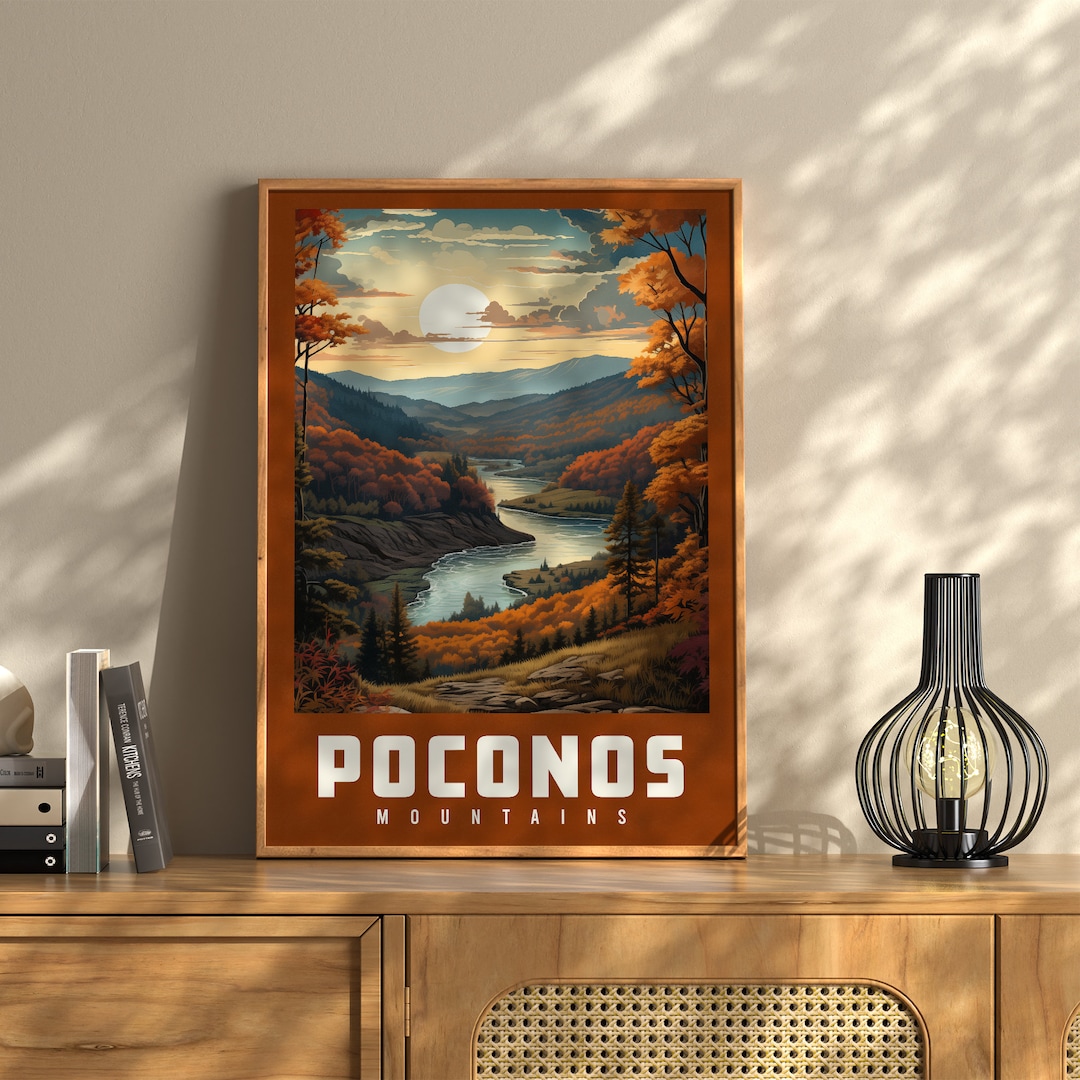 Poconos Mountains Travel Poster: Vintage Style Wall Art - Etsy