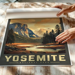 Yosemite National Park Poster, Vintage California Travel Print, Nature ...