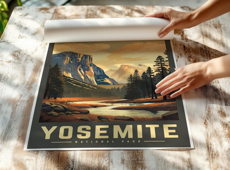 Yosemite National Park Poster, Vintage California Travel Print, Nature ...