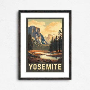 Yosemite National Park Travel Poster: Vintage Style Art Print - Etsy