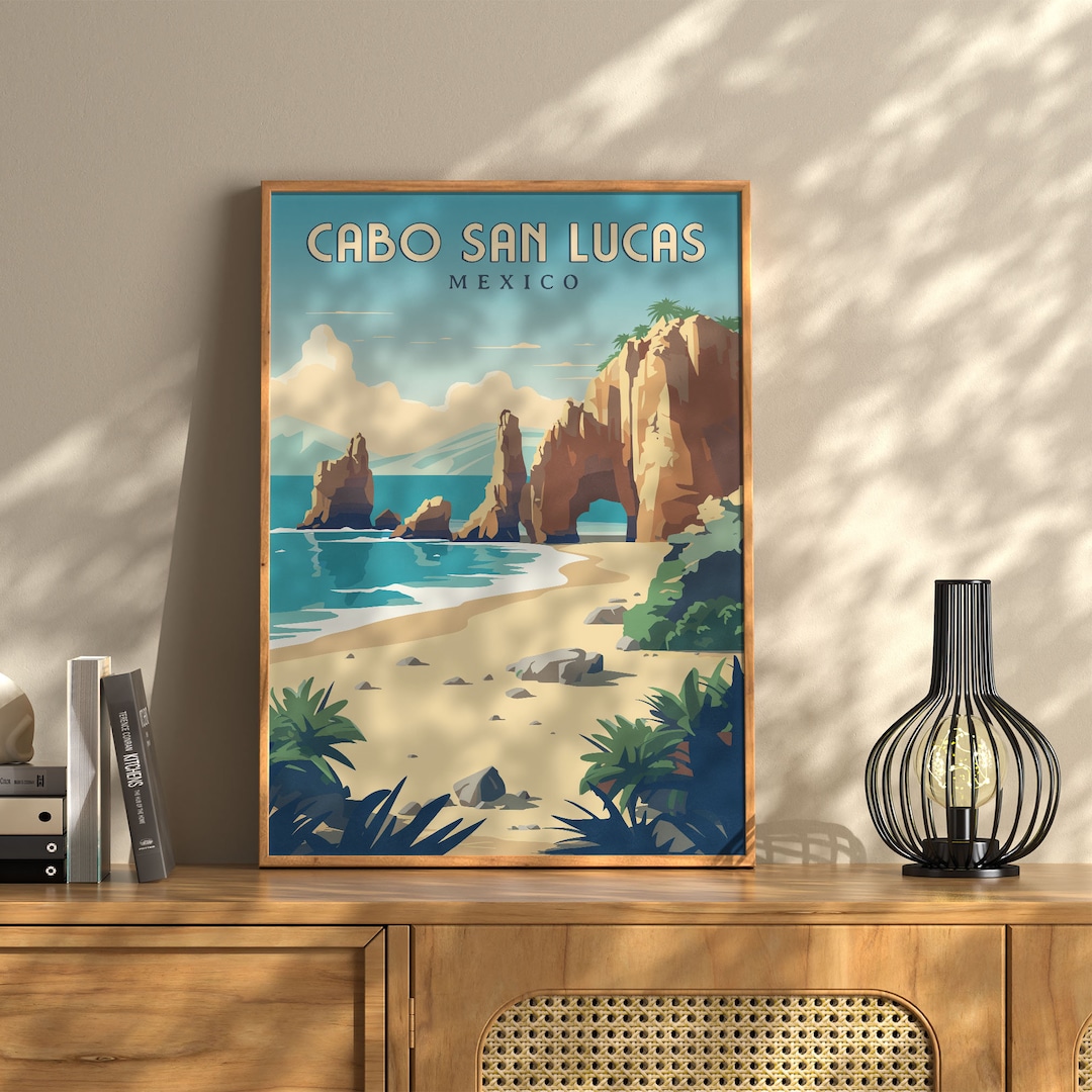 Cabo San Lucas Vintage Travel Poster: Land's End Mexico Wall Art - Etsy