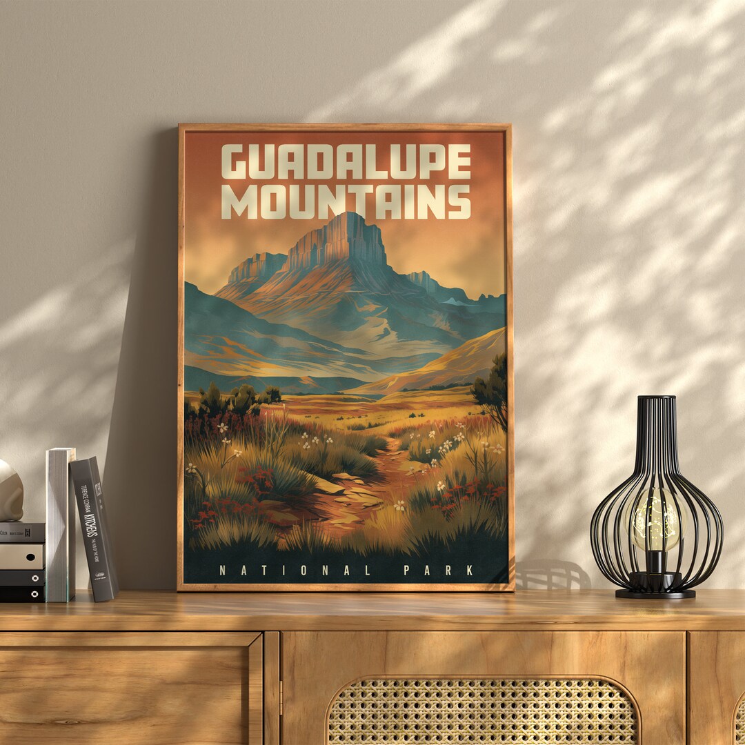 Guadalupe Mountains National Park Travel Poster: Texas Landscape Art - Etsy