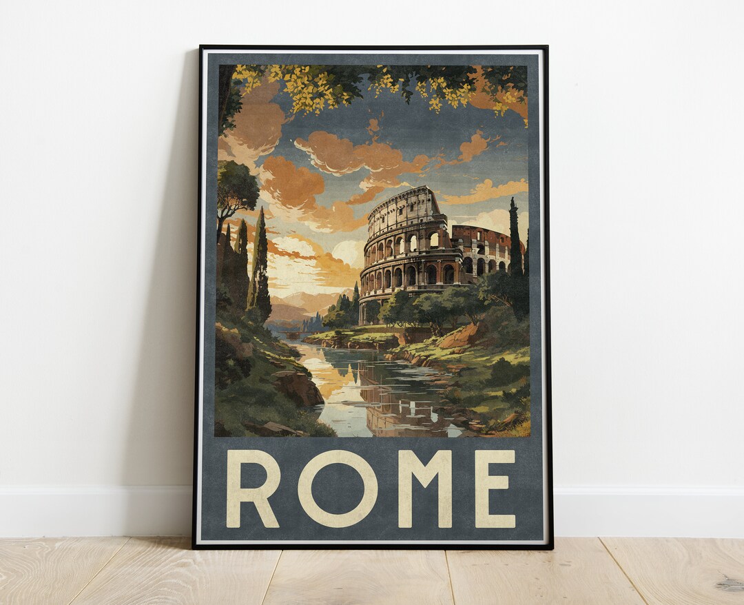 Rome Colosseum Vintage Travel Poster Rome Poster Rome Italy Colosseum ...