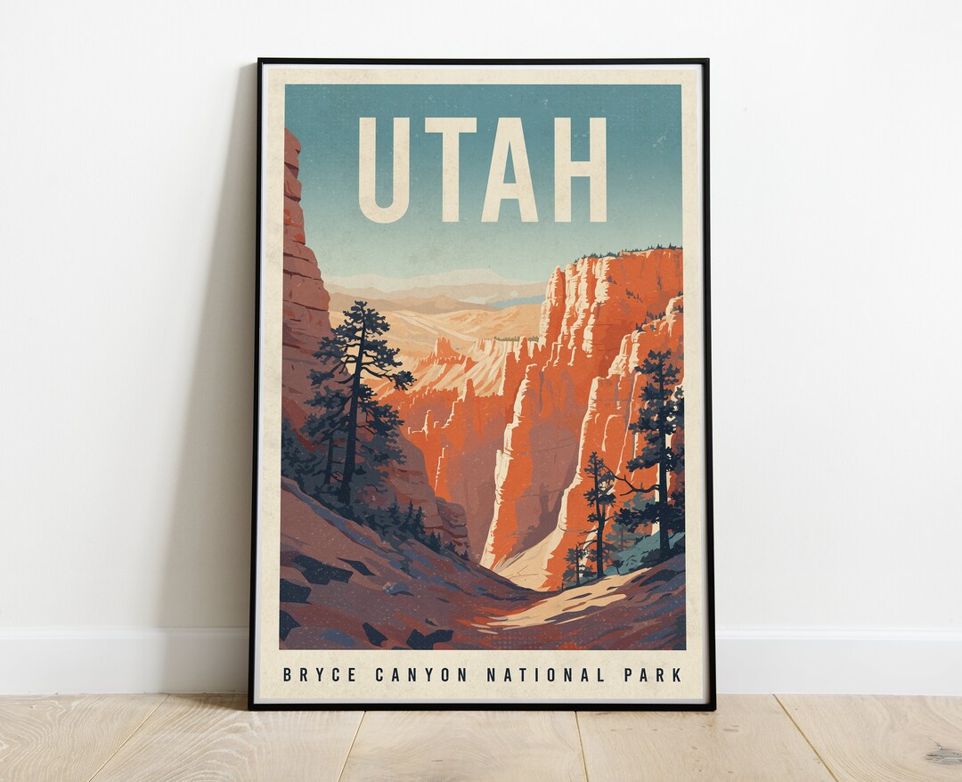 Bryce Canyon National Park Travel Poster | Vintage Utah Travel Poster ...