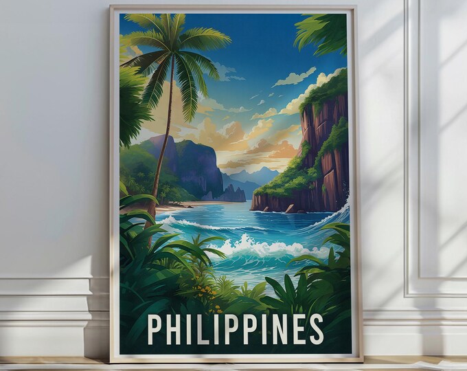 Philippines Minimalistic Travel Poster, Coron Island Vintage Travel ...