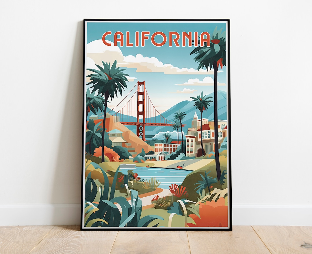 California Art Deco Travel Poster San Francisco Poster Golden Gate ...