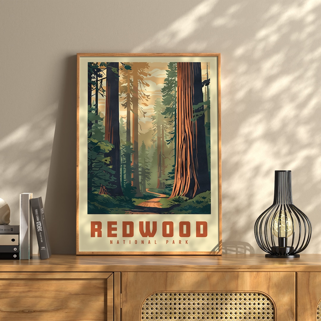 Redwood National Park Travel Poster | Redwood Travel Poster | Redwood ...