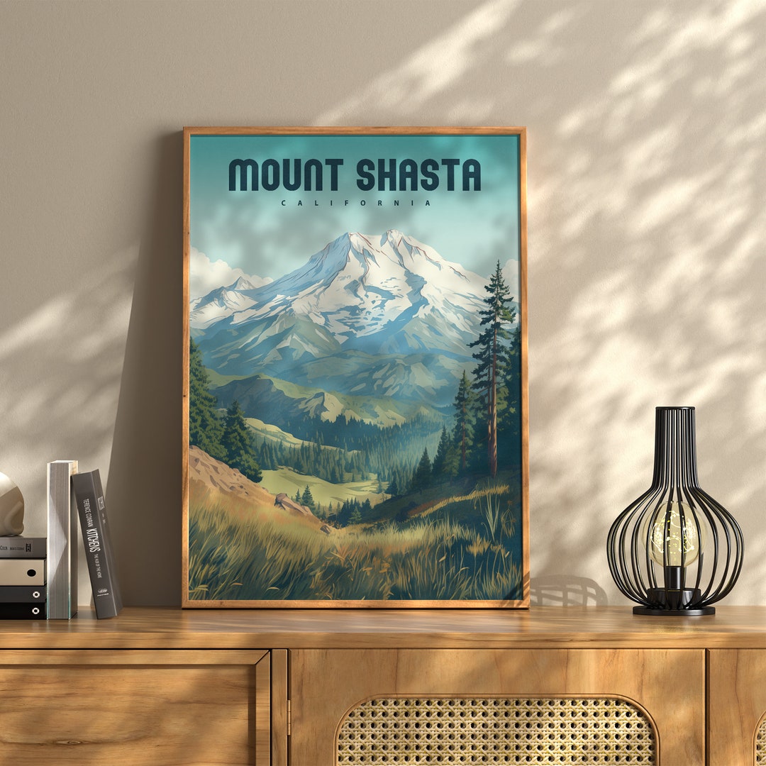 Mount Shasta Print, Vintage California Travel Poster, Northern ...