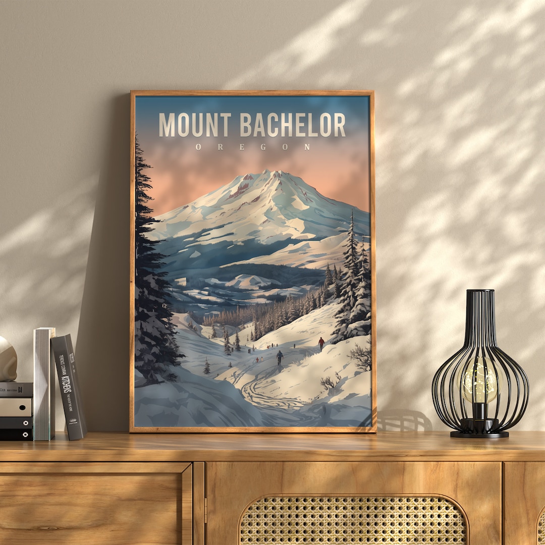 Mount Bachelor Oregon Travel Poster: Winter Wonderland Art - Etsy
