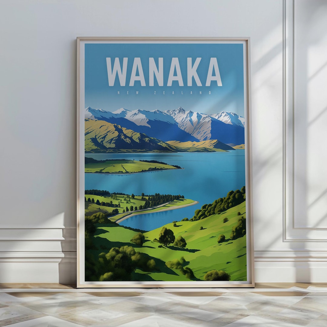 Wanaka New Zealand Travel Poster | Wanaka Lake Poster | Travel Posters ...
