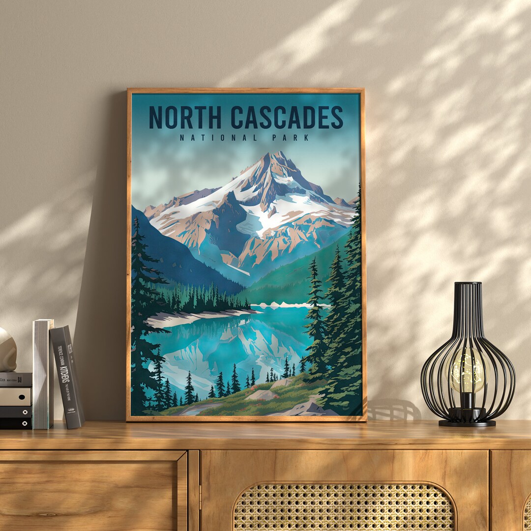 North Cascades National Park Travel Poster: Washington Art Print - Etsy