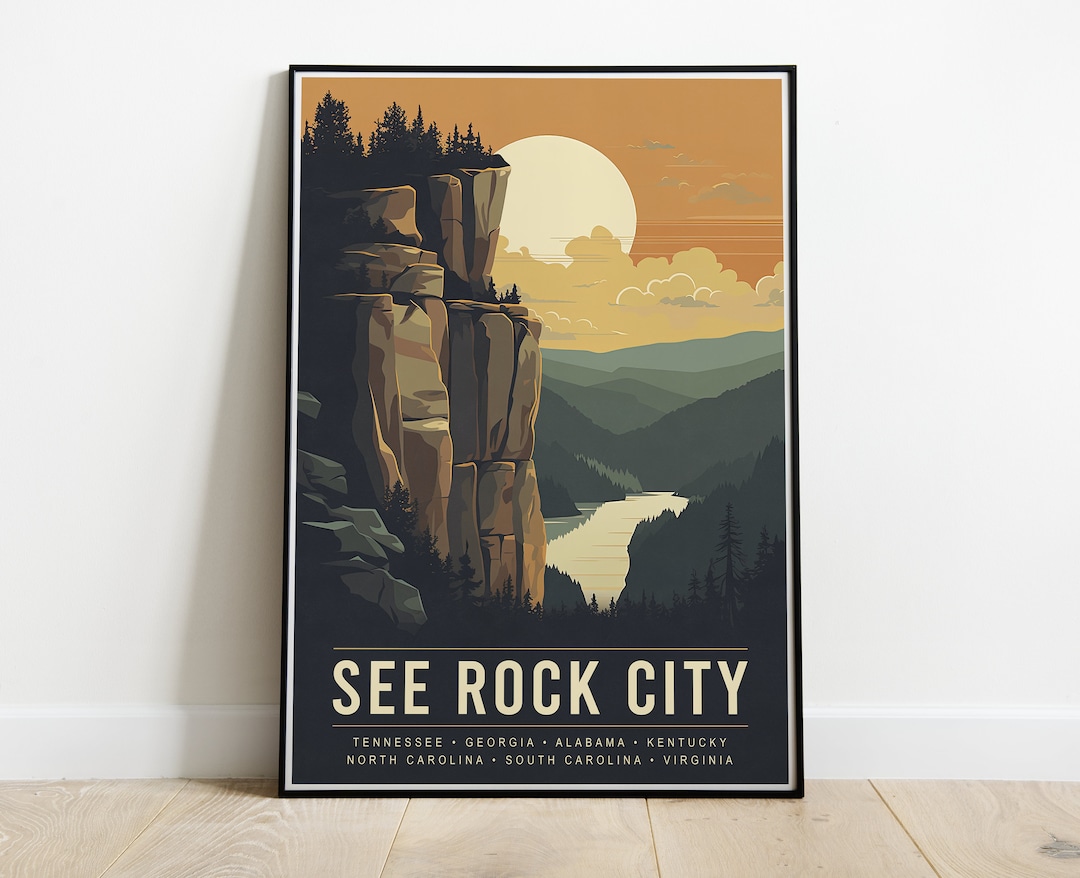 See Rock City Poster Vintage Travel Art Chattanooga Tennessee Wall ...