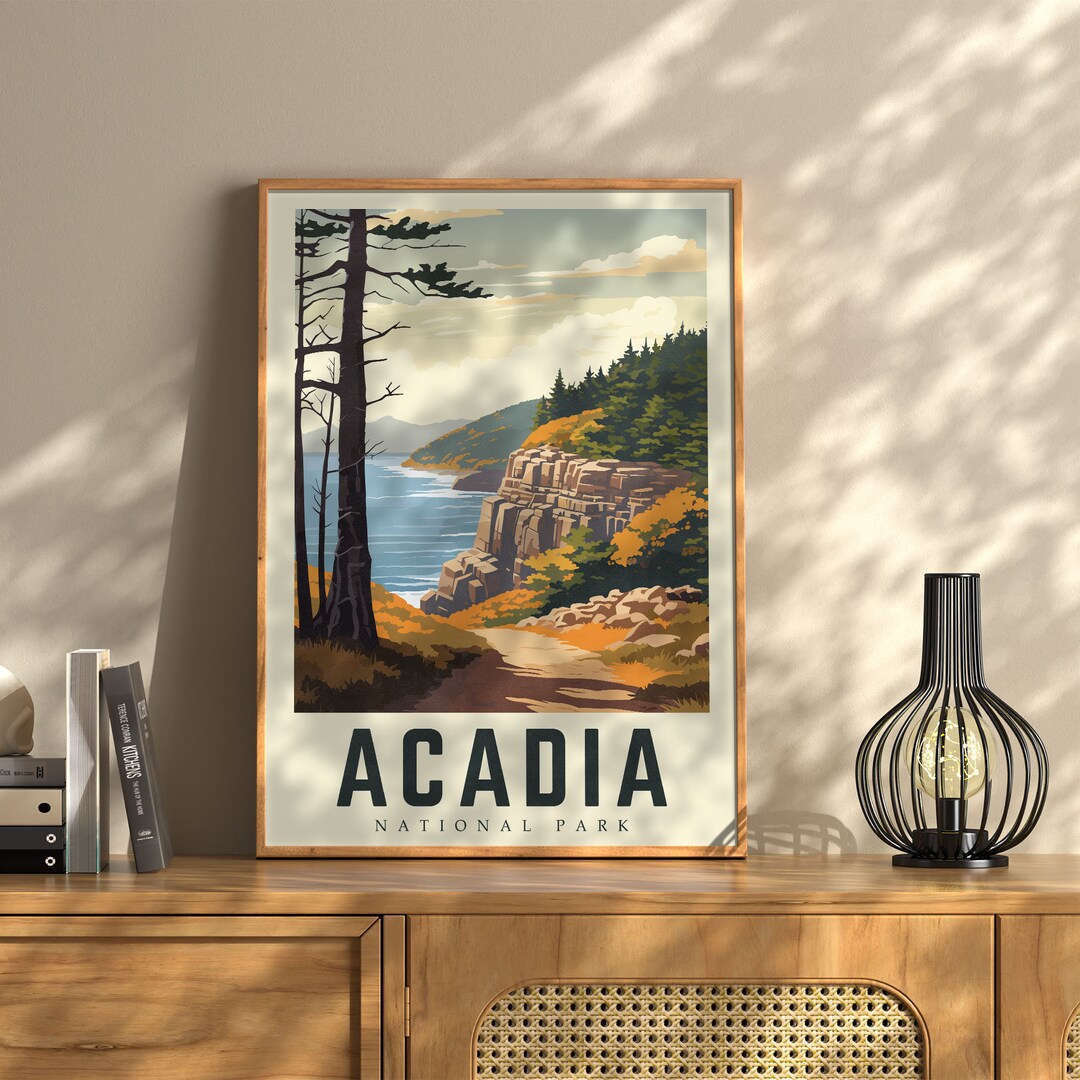 Acadia National Park Travel Poster | Maine Travel Poster | Acadia ...