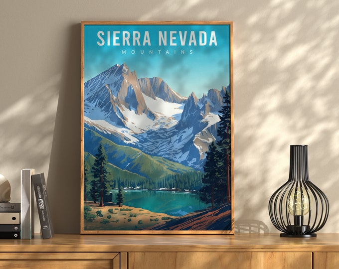 Sierra Nevada Mountains Vintage Travel Poster | Sierra Nevada Mountains ...