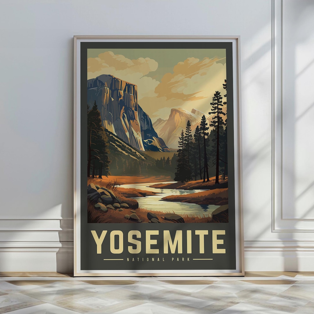 Yosemite National Park Travel Poster: Vintage Style Art Print - Etsy
