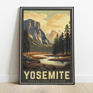 Yosemite National Park Travel Poster: Vintage Style Art Print - Etsy