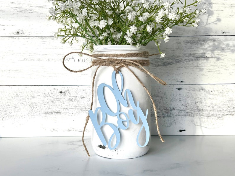 Oh Boy Script Baby Shower Mason Jar Tags Boy Baby Shower Boy - Etsy