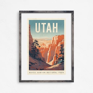 Bryce Canyon National Park Travel Poster | Vintage Utah Travel Poster ...