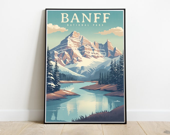 Banff National Park Vintage Travel Poster Banff National Park Travel Poster Banff Wall Decor ...