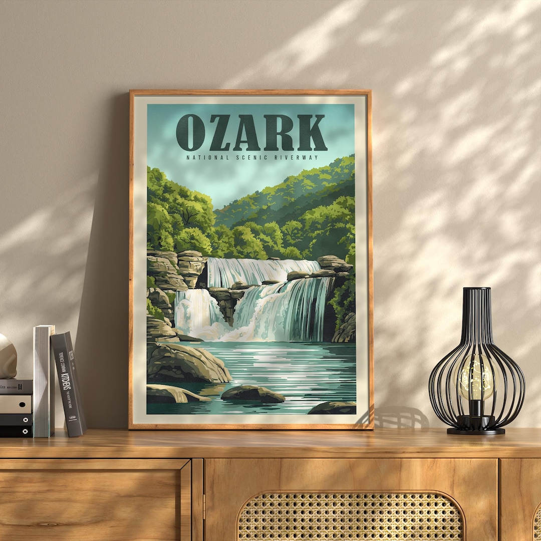Ozark National Scenic Riverways Poster: Vintage Waterfall Travel Art - Etsy