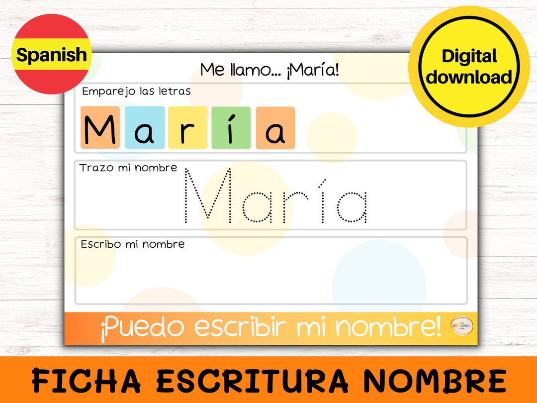 Personalized Name Tracing Worksheet: Spanish Learning (digital Download ...