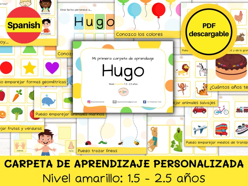 Personalized Spanish Learning Binder: Toddler Activity Book (PDF ...