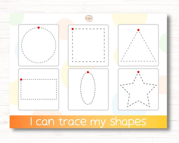 Tracing Shapes Learning Mat Shapes Tracing Sheet Wipe | Etsy