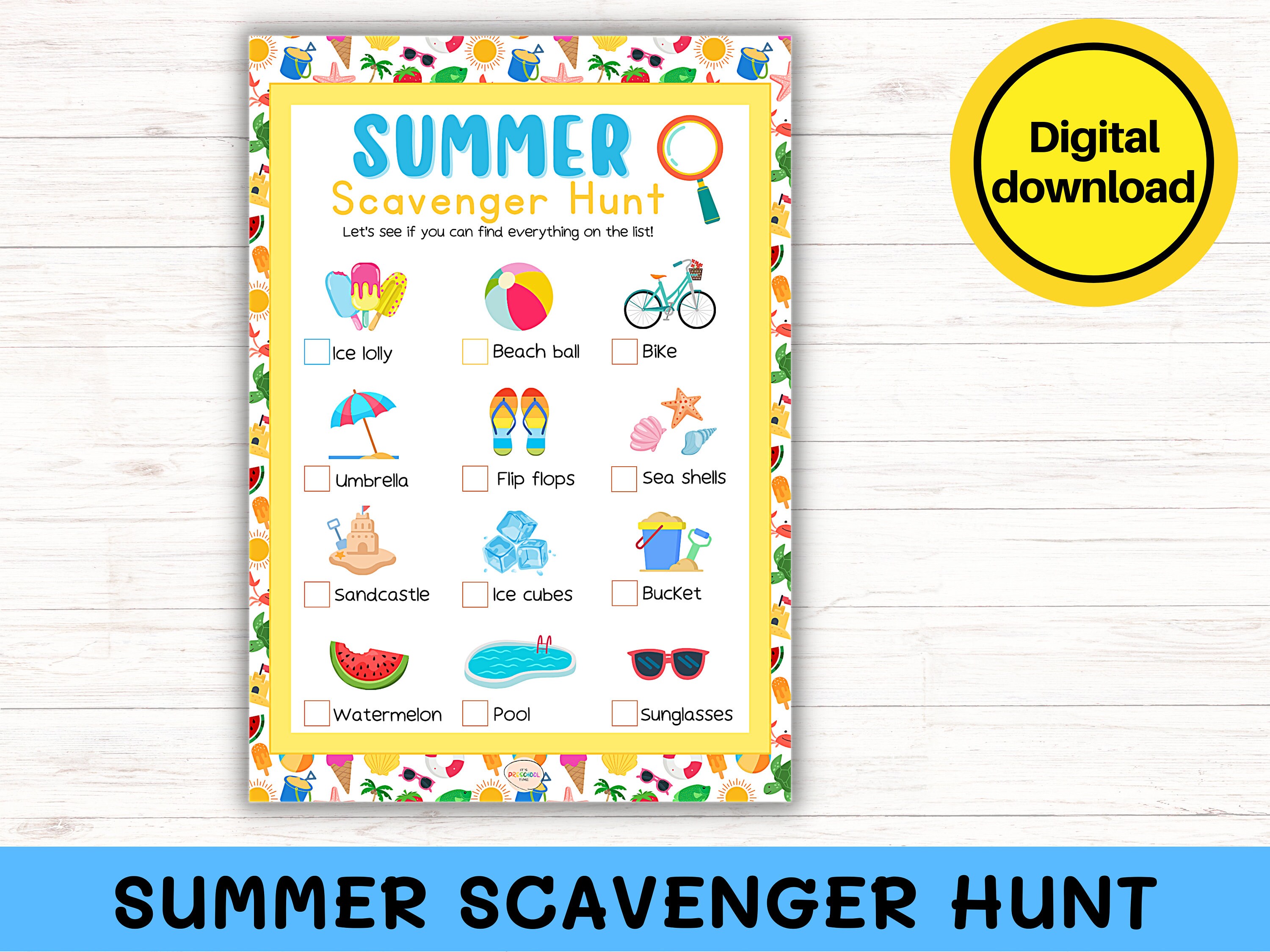 SUMMER SCAVENGER HUNT Beach Scavenger Hunt Scavenger Hunt for Kids ...