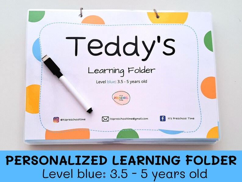 PRESCHOOL LEARNING FOLDER // Personalised Learning File for 4 - Etsy UK