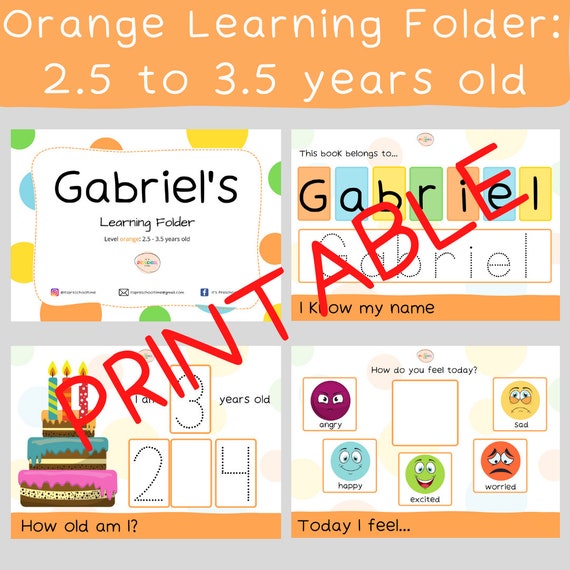 PRINTABLE Preschool Learning Folder Personalized Learning - Etsy